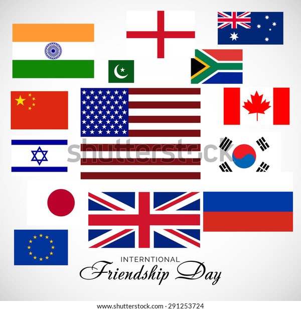 Vector Illustration Flags Happy Friendship Day Stock Vector (Royalty ...