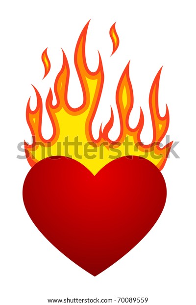 Vector Illustration Flaming Heart Fire Stock Vector (Royalty Free ...
