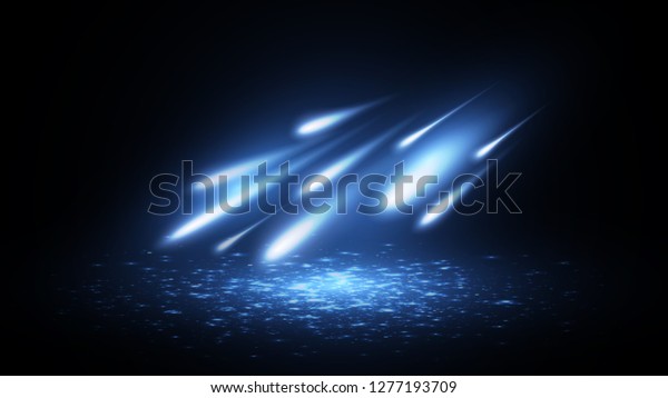 Vector Illustration Flash Blue Meteor Shower Stock Vector (Royalty Free ...