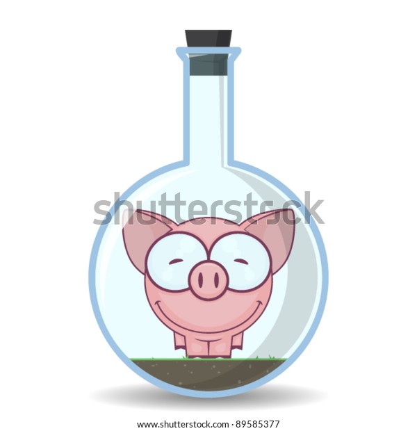 Vector Illustration Flask Cartoon Pig Eps10 Stock Vector (Royalty Free ...