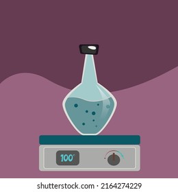 Vector Illustration Flask On Plate Stirrer Stock Vector (Royalty Free ...