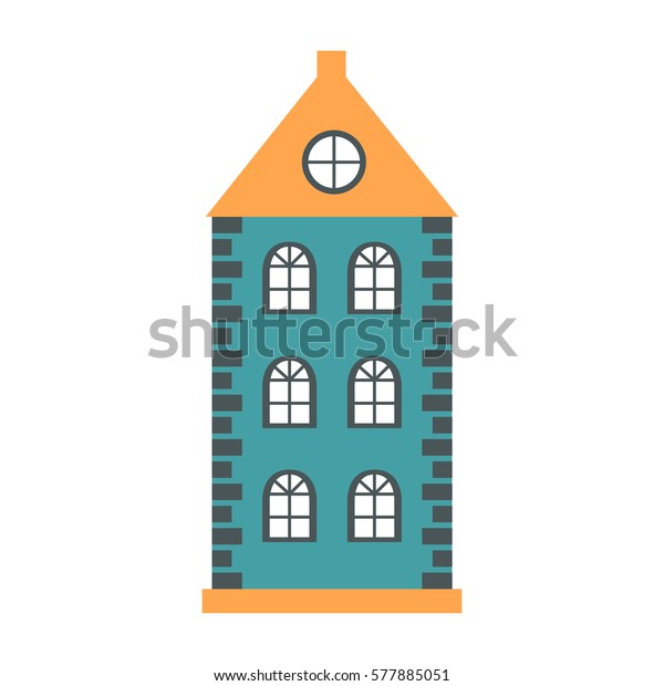 Vector Illustration Flat Cartoon House City Stock Vector (Royalty Free ...