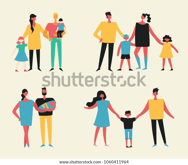 Vector Illustration Flat Design Families Stock Vector (Royalty Free ...