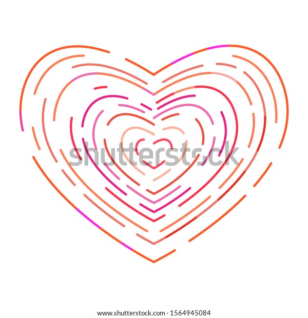 Vector Illustration Flat Line Heart Shape Stock Vector (Royalty Free ...
