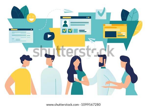 Vector Illustration Flat Style Businessmen Discuss Stock Vector ...