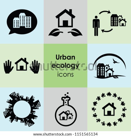 Vector Illustration Flat Urban Ecology Icons Stock Vector (Royalty Free ...
