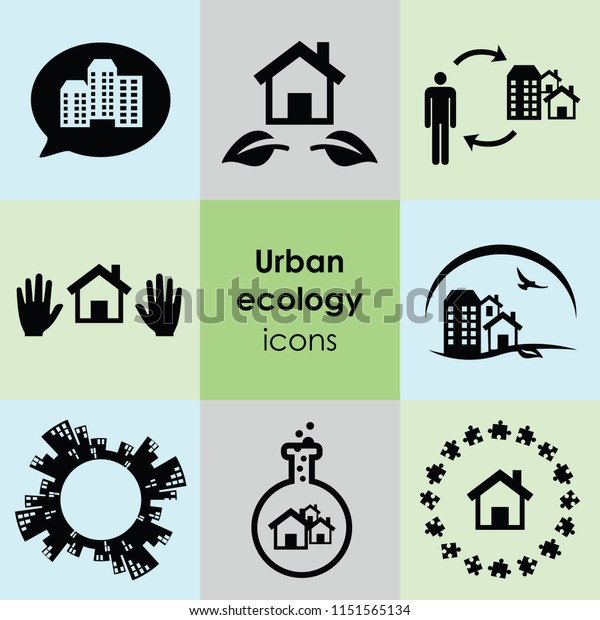 Vector Illustration Flat Urban Ecology Icons Stock Vector (Royalty Free ...