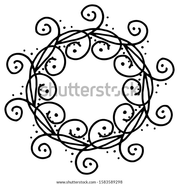 Vector Illustration Floral Curls Frame Rustic Stock Vector (Royalty ...