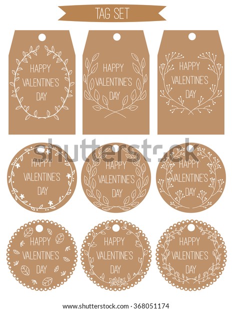 Vector Illustration Floral Tags Set Flowers 库存矢量图（免版税）368051174 ...