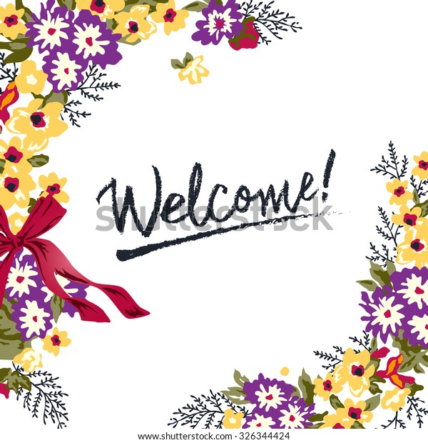 Vector Illustration Floral Welcome Board Stock Vector (Royalty Free ...