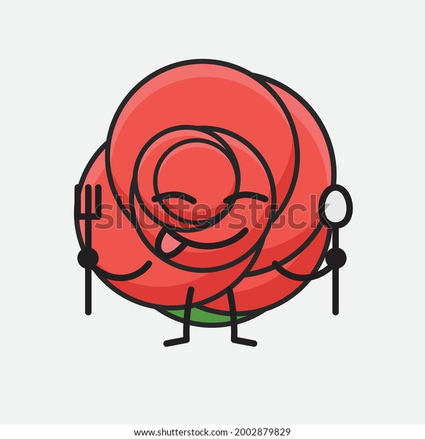 Vector Illustration Flower Character Cute Face Stock Vector (Royalty ...