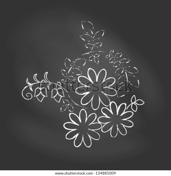 Vector Illustration Flower On Blackboard Concept Stock Vector (Royalty ...