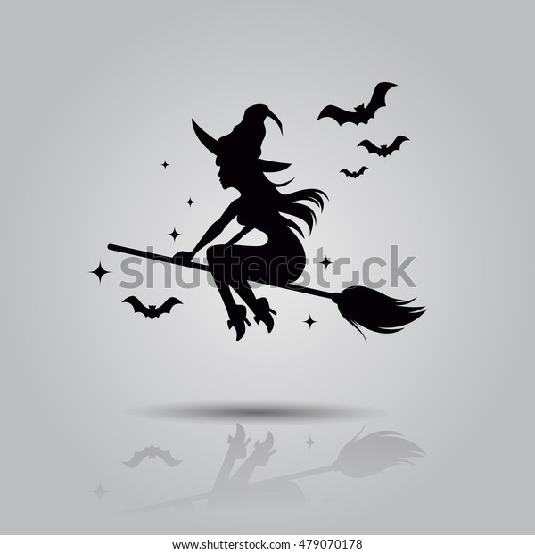 Vector Illustration Flying Young Witch Icon Stock Vector (Royalty Free ...
