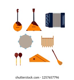 Vector Illustration Folk Musical Instruments Stickers Stock Vector ...