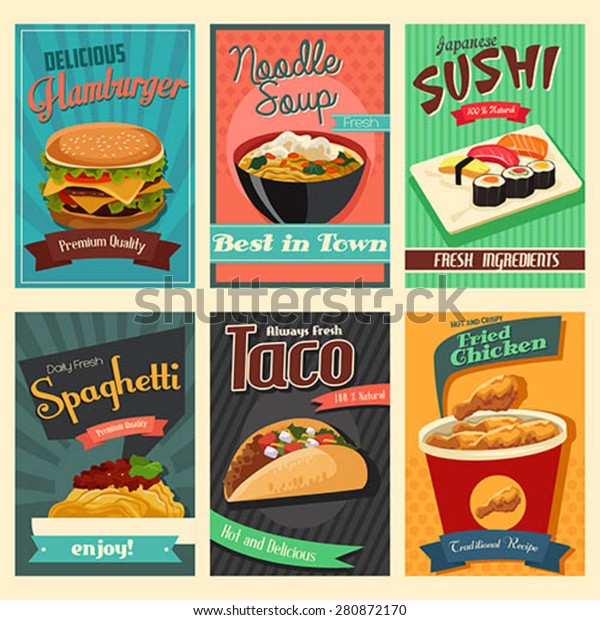 Vector Illustration Food Poster Stok Vektör (Telifsiz) 280872170 ...