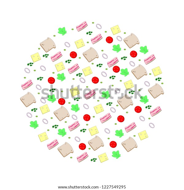 Vector Illustration Food Round Frame Stock Vector (Royalty Free ...