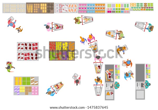 Vector Illustration Food Store Top View Stock Vector (Royalty Free ...