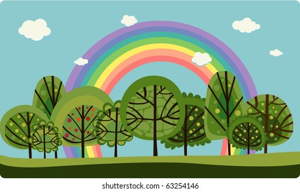 Vector Illustration Forest Rainbow Stock Vector (Royalty Free) 63254146 ...