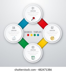 Circular Chart 4 Rounded Overlaying Elements 스톡 벡터(로열티 프리) 618053657