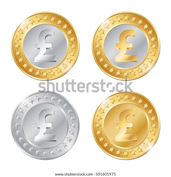 Vector Illustration Four Coins Pound Sign Stock Vector (Royalty Free ...