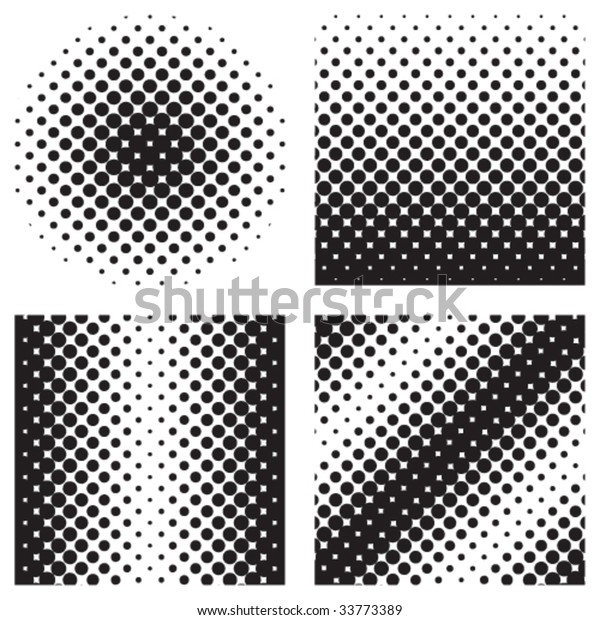 Vector Illustration Four Different Halftone Patterns Stock Vector ...