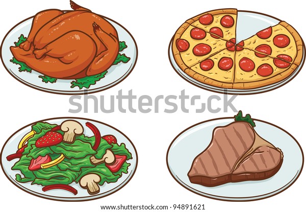 Vector Illustration Four Meals Each Separate Stock Vector (Royalty Free ...