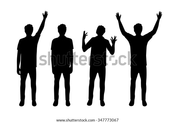 Vector Illustration Four Men Silhouettes Under Stock Vector (Royalty ...