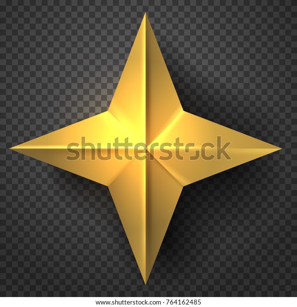 Vector Illustration Fourpointed Gold Metal Star Stock Vector (Royalty ...