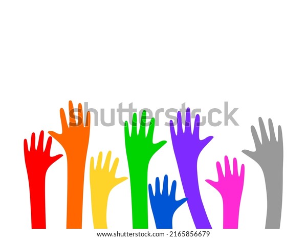 Vector Illustration Free Hands Rise Multicolored Stock Vector (Royalty ...