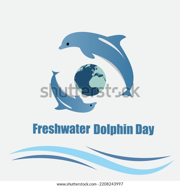 Vector Illustration Freshwater Dolphin Day Simple Stock Vector (Royalty ...