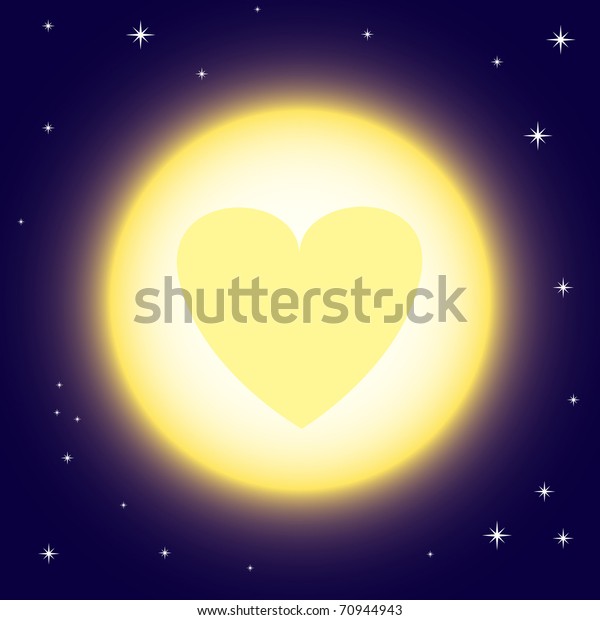 Vector Illustration Full Moon Heart Sign Stock Vector (Royalty Free ...