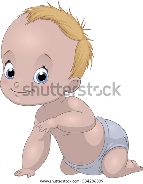 Vector Illustration Funny Baby Crawling On: เวกเตอร์สต็อก (ปลอดค่า ...