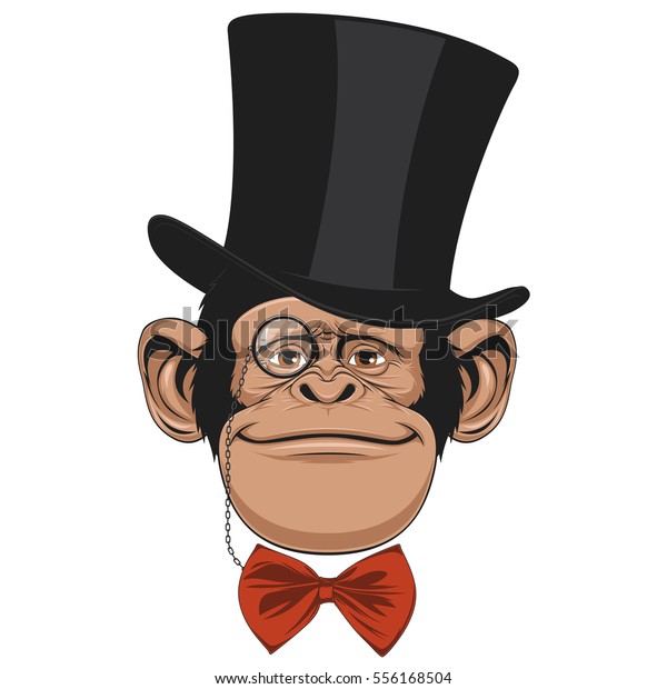 Vector Illustration Funny Chimpanzee Hat On Stock Vector (Royalty Free ...