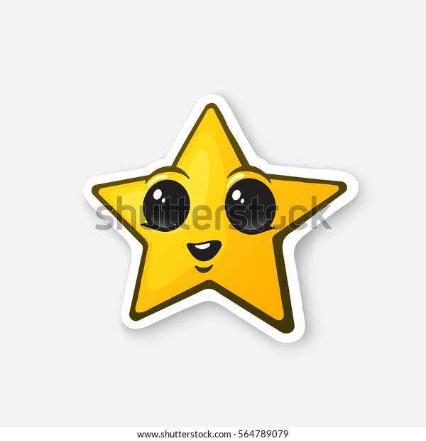 Vector Illustration Funny Gold Star Happy Stock Vector (Royalty Free ...