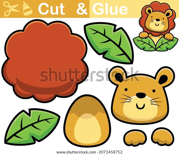 Vector Illustration Funny Lion Cartoon Hiding Stock Vector (Royalty ...