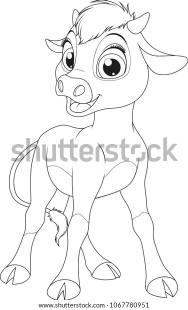 Vector Illustration Funny Little Calf Smiling Stock Vector (Royalty ...