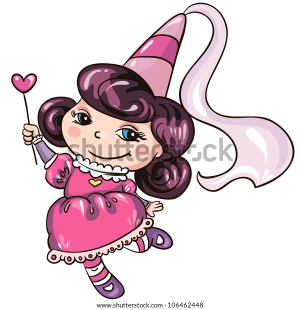Vector Illustration Funny Little Cartoon Princess Stock Vector (Royalty ...