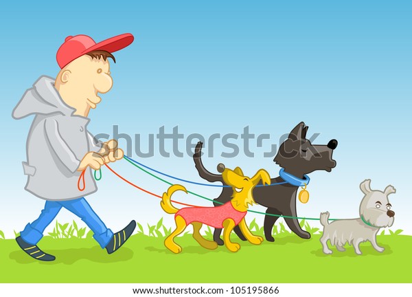 Vector Illustration Funny Man Walking 3 Stock Vector (Royalty Free ...