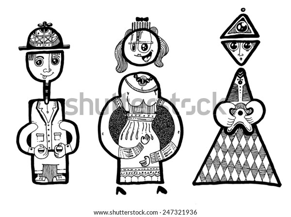 Vector Illustration Funny Shape People Cartoon Stock Vector (Royalty ...
