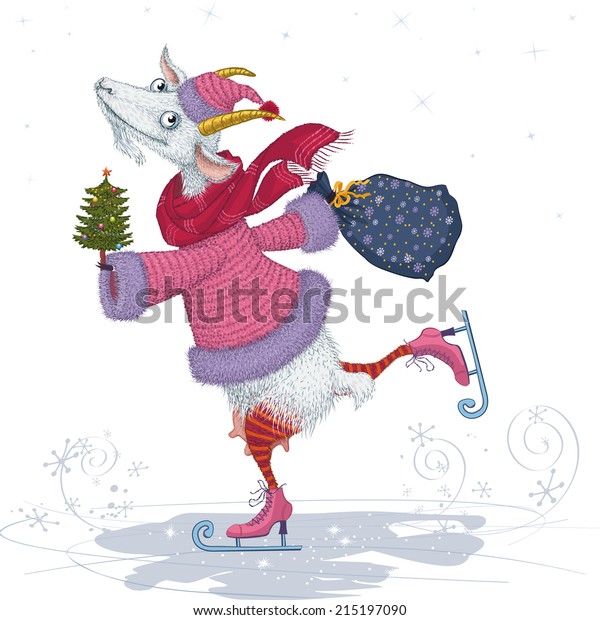 Vector Illustration Funny Skater Goat Dressed Stock Vector (Royalty ...