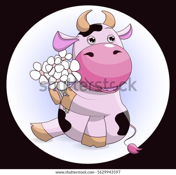 Vector Illustration Funny Smiling Cow: เวกเตอร์สต็อก (ปลอดค่าลิขสิทธิ์ ...