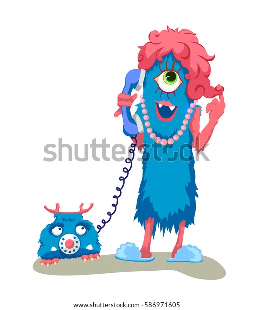 Vector Illustration Furry Blue Monster Monster Stock Vector (Royalty ...