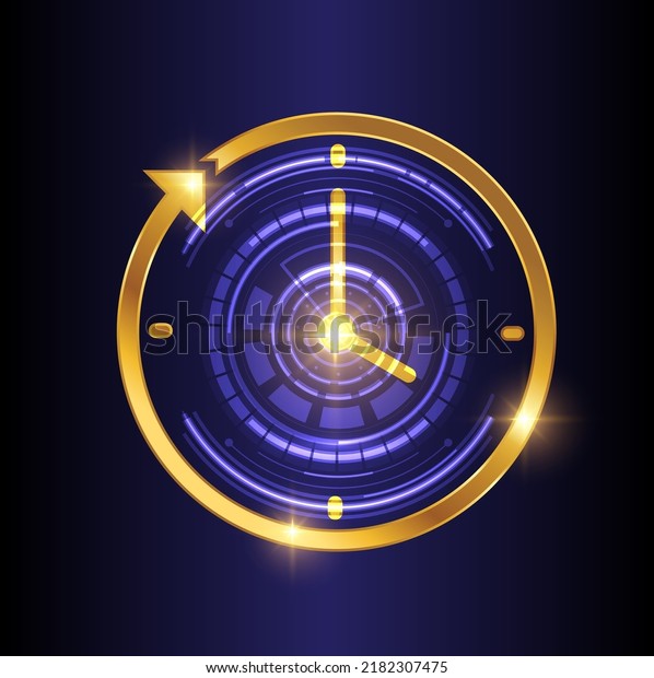 Vector Illustration Futuristic Clock Symbol Logo Stock Vector (Royalty ...