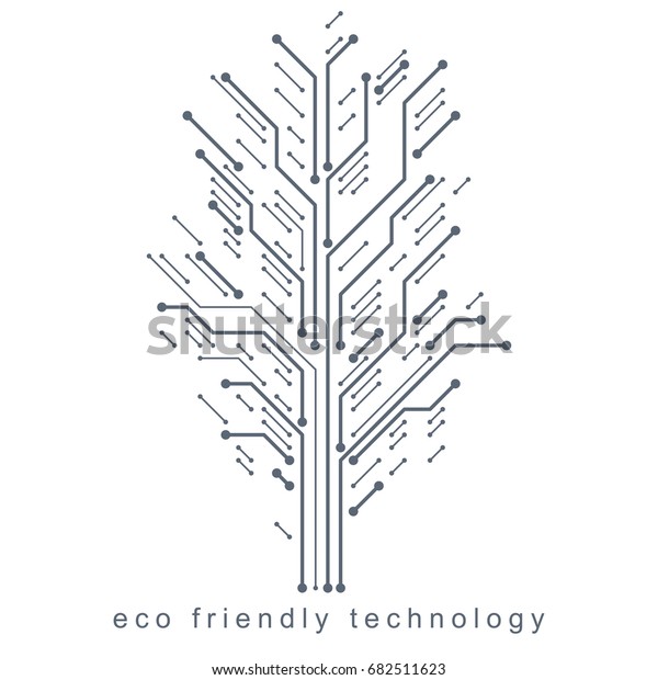 Vector Illustration Futuristic Tree New Technology Stock Vector ...