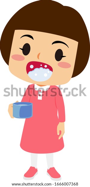 Vector Illustration Gargling Girl Stock Vector (Royalty Free ...