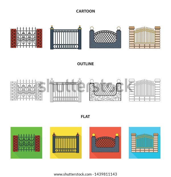 Vector Illustration Gate Fence Sign Set Stock Vector (Royalty Free ...