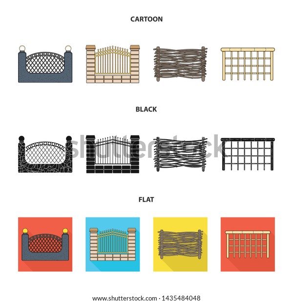 Vektor Stok Vector Illustration Gate Fence Symbol Collection (Tanpa ...