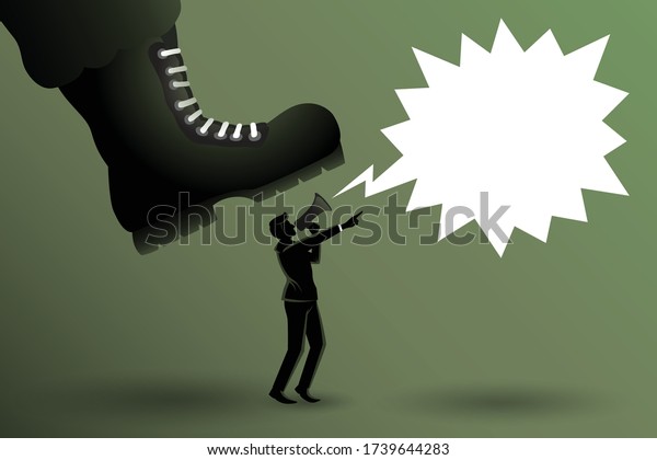 Vector Illustration Giant Military Boot Trampling Stock Vector (Royalty ...