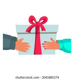 Vector Illustration Gift Box Hand Hand Stock Vector (Royalty Free ...