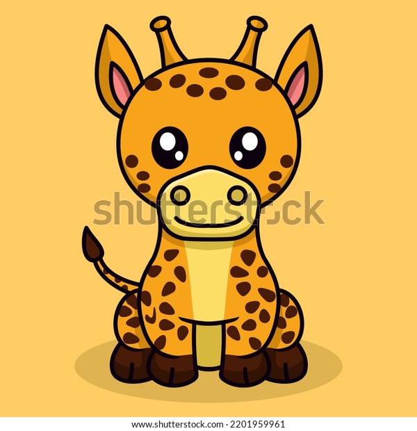 Vector Illustration Giraffe Chibi Hewan Stock Vector (Royalty Free ...